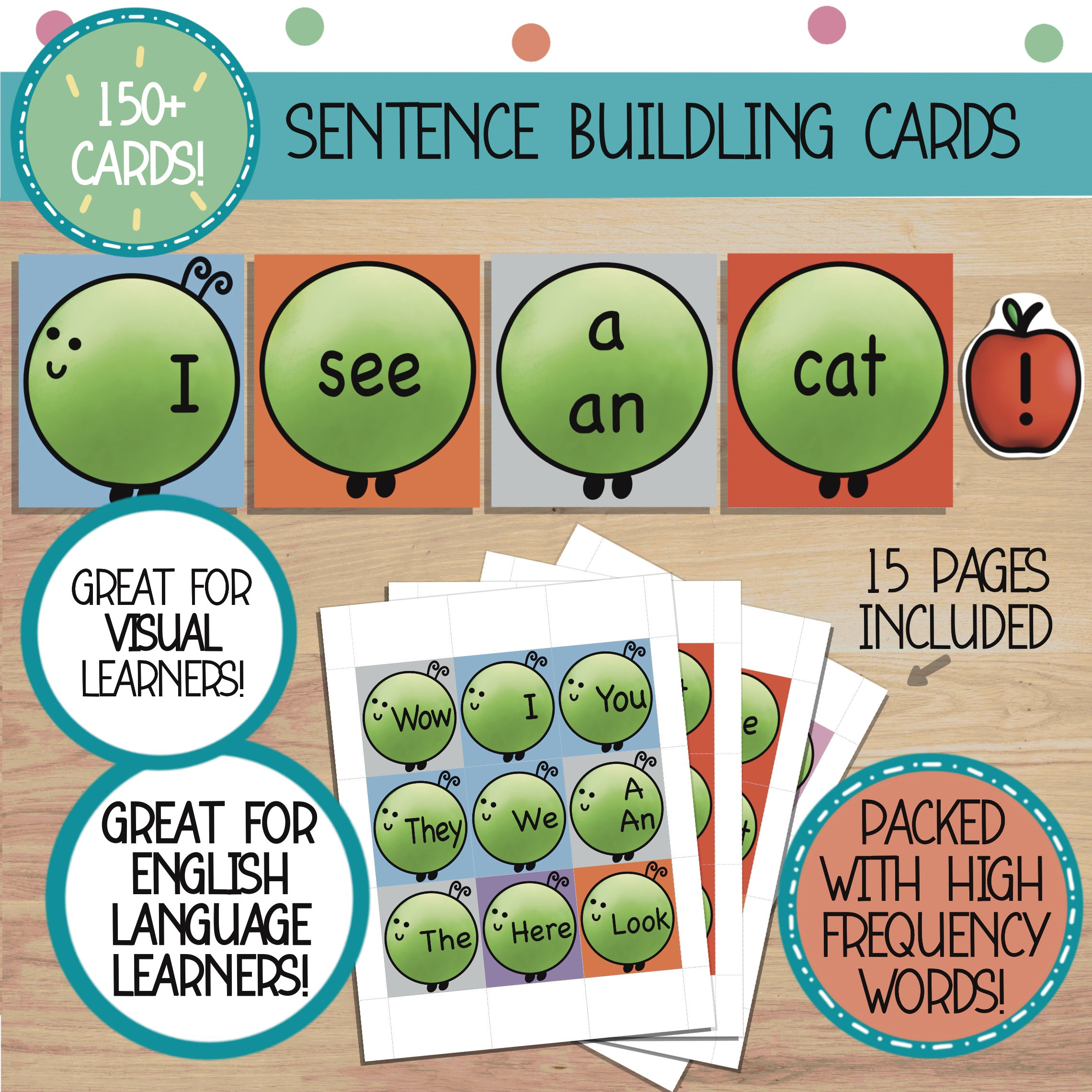 Sentence Building Cards, Colorful Sentence Construction Activity ...
