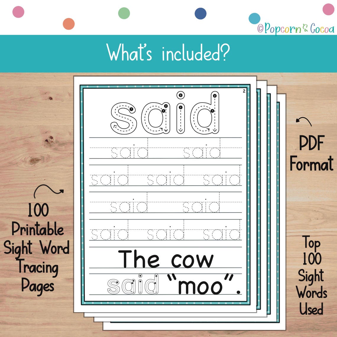 Sight Words, Word Tracing Worksheets, Reading & Writing Resource, High ...