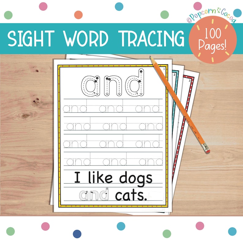 Sight Words, Word Tracing Worksheets, Reading & Writing Resource, High ...