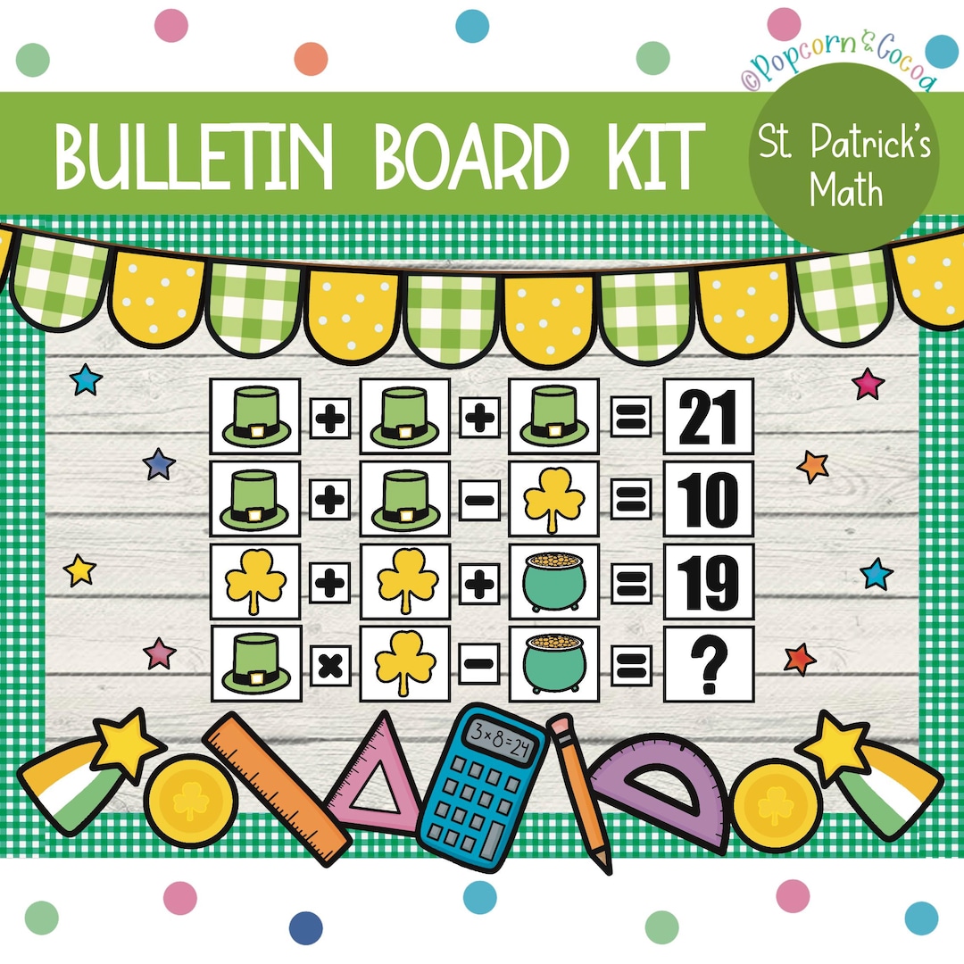 St. Patrick’s Math Bulletin Board Kit! Fun Math Problem Display With ...
