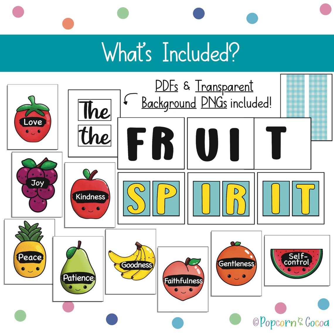 Christian Bulletin Board Kit, Fruit of the Spirit Room Decor, Cute ...