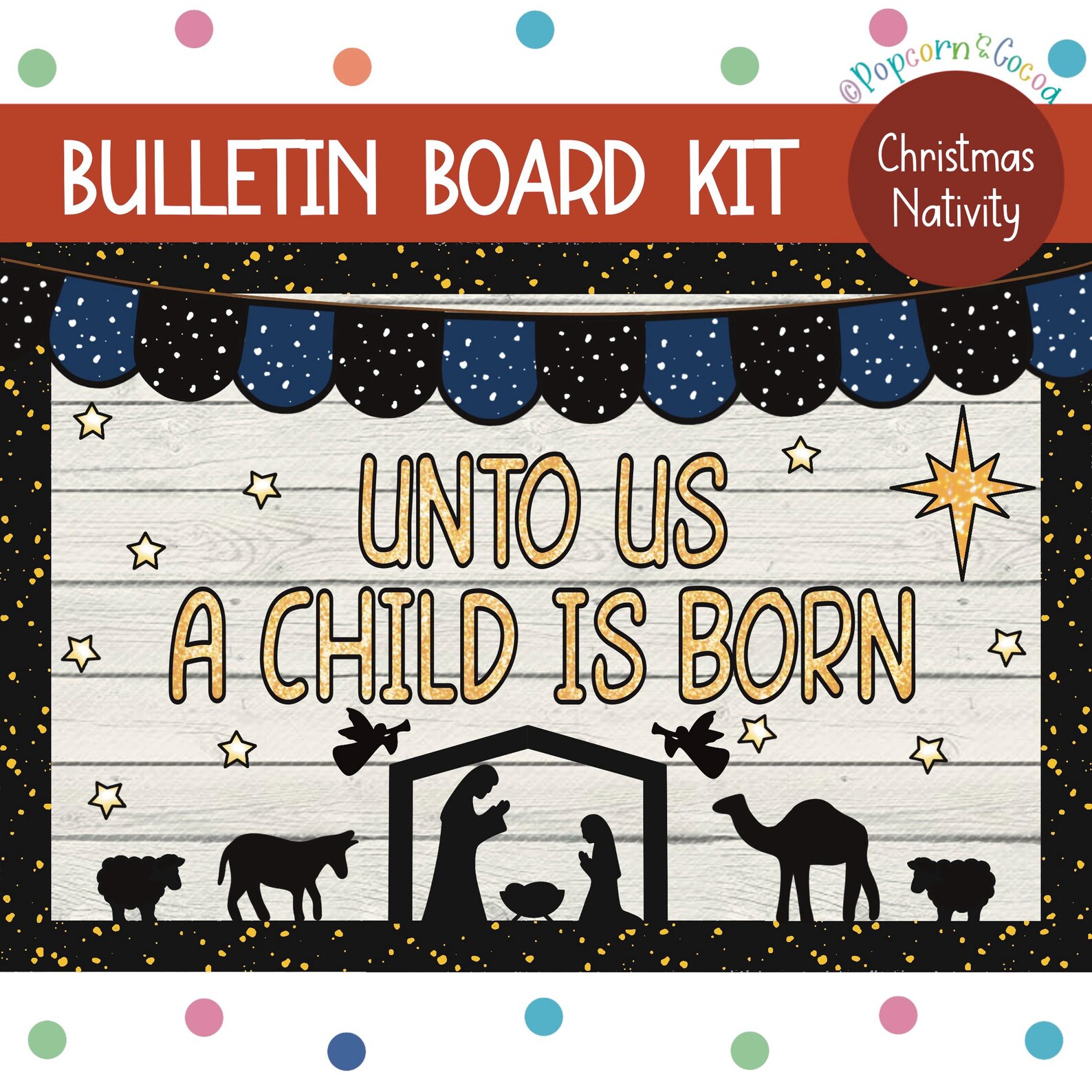 Nativity Bulletin Board Kit, Jesus’ Birth Bulletin, Christian Christmas ...