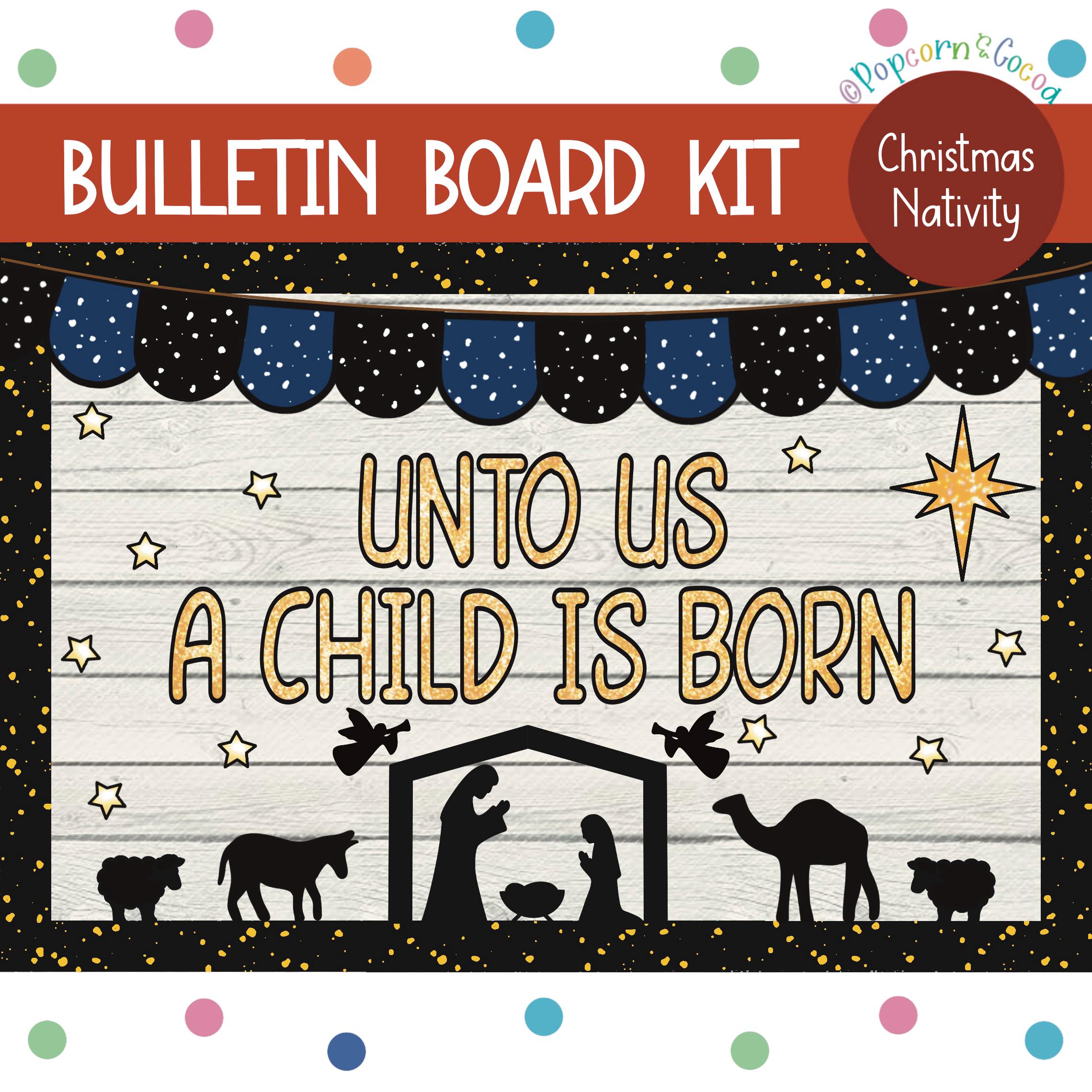 Nativity Bulletin Board Kit, Jesus’ Birth Bulletin, Christian Christmas ...