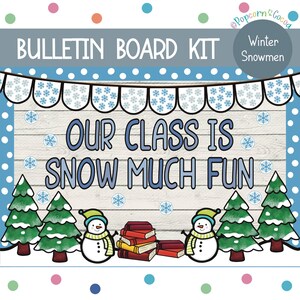 Winter Bulletin Board Kit With Snow, Snowmen, Books, and Trees ...