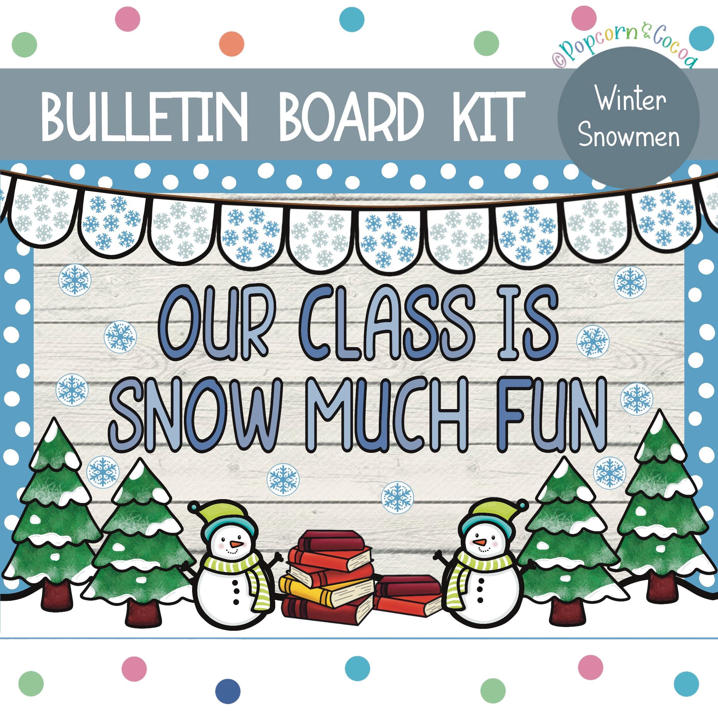 Winter Bulletin Board Kit With Snow, Snowmen, Books, and Trees ...