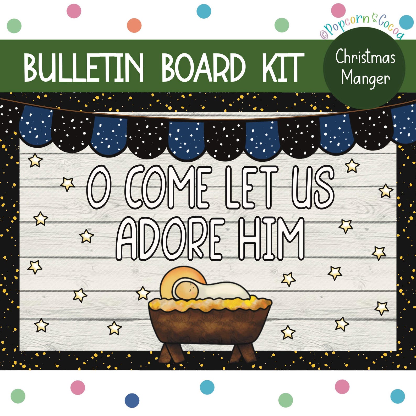 Christian Christmas Bulletin Board Kit, Manger Bulletin Board ...