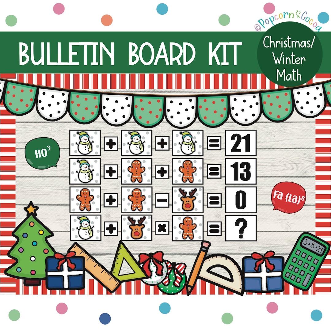 Christmas Math Bulletin Board Kit, Holiday Bulletin Board for a Math ...