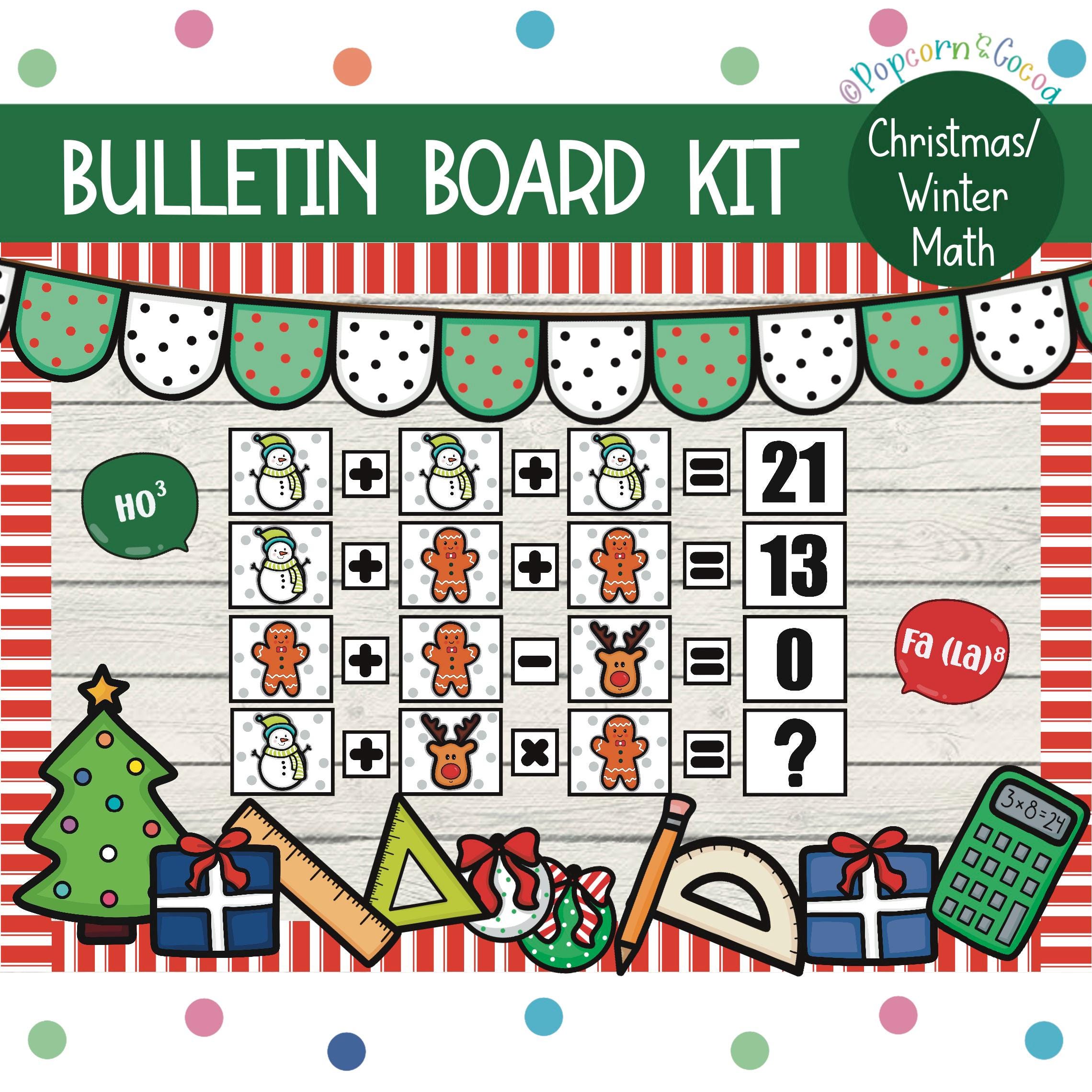 Christmas Math Bulletin Board Kit, Holiday Bulletin Board for a Math ...
