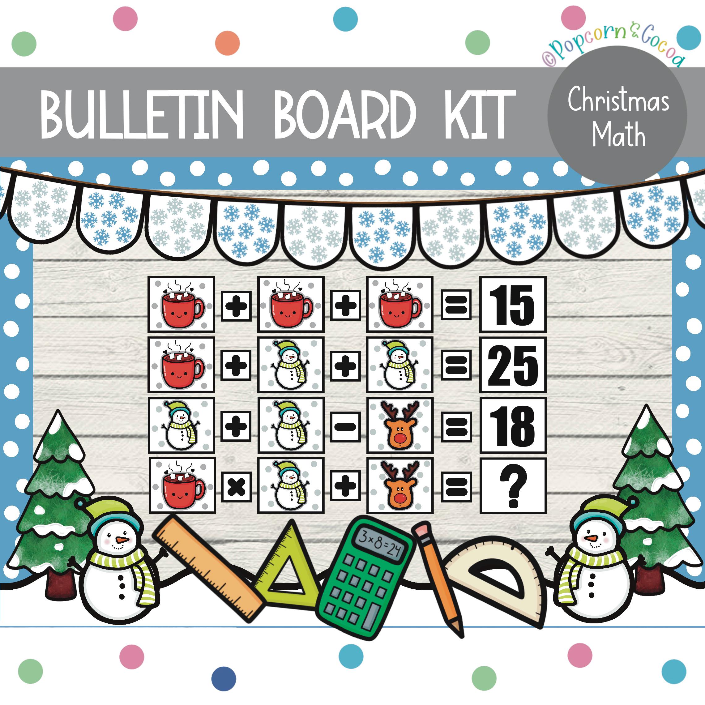 Winter Math Bulletin Board Kit, Bulletin Board for Math Class With Snow ...