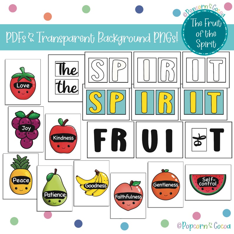 Christian Bulletin Board Kit, Fruit of the Spirit Room Decor, Cute ...