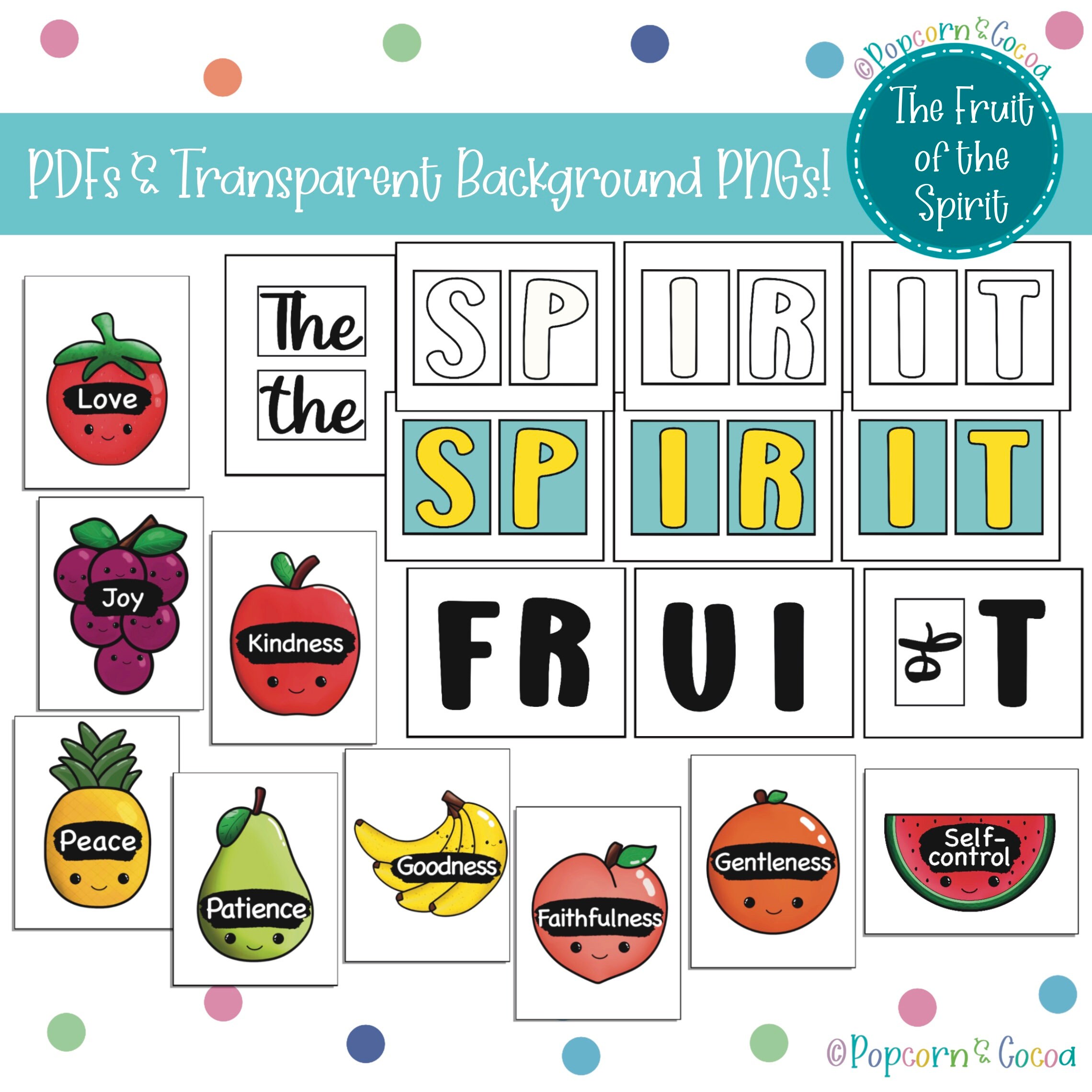 Christian Bulletin Board Kit, Fruit of the Spirit Room Decor, Cute ...