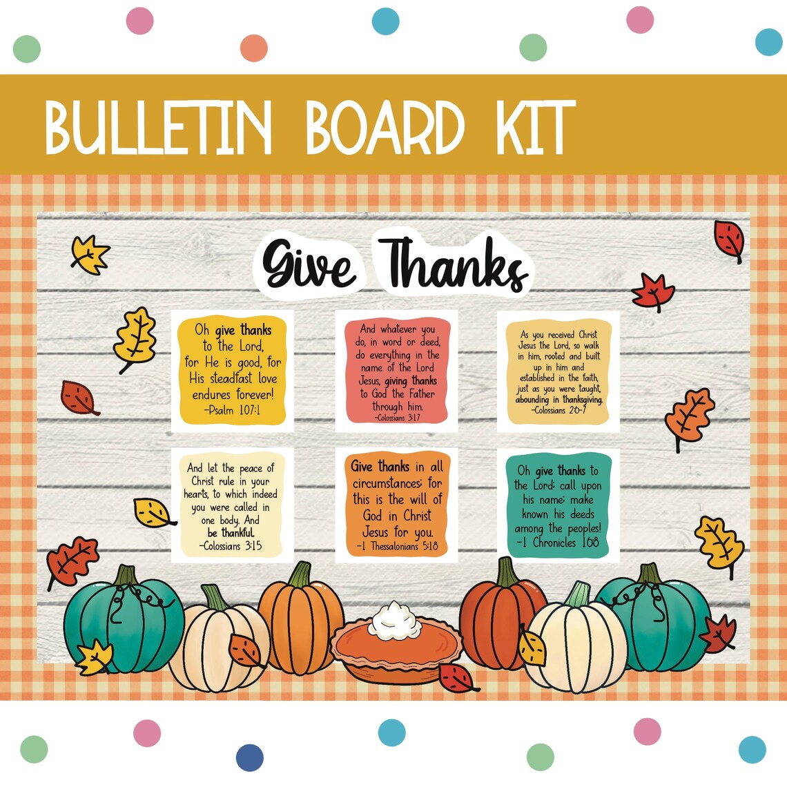 Christian Thanksgiving Bulletin Board Kit, Give Thanks Room Decor ...