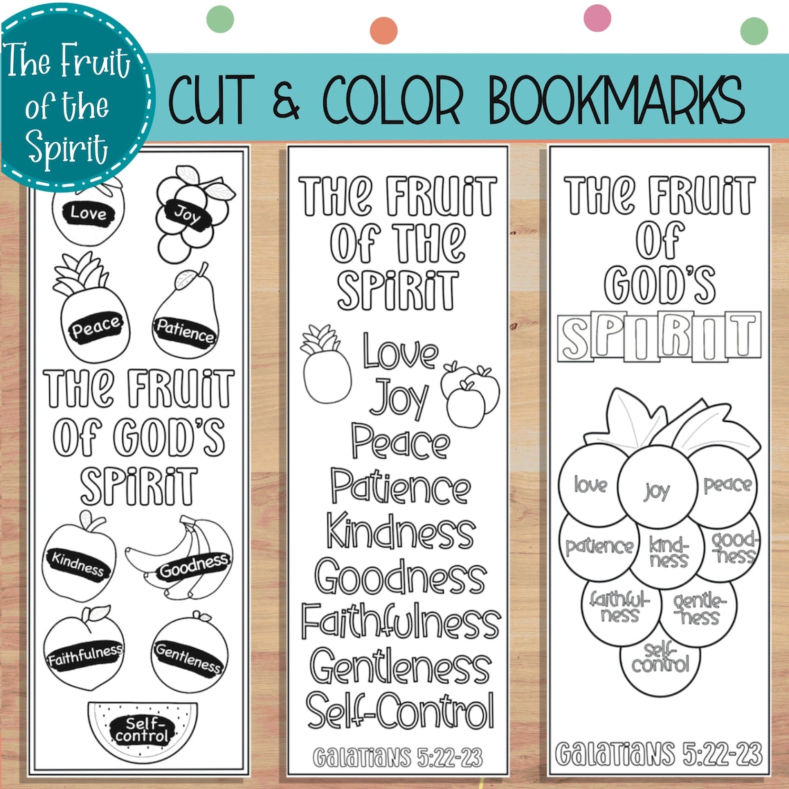 The Fruit of the Spirit Bookmark, Christian School Printable, Sunday ...