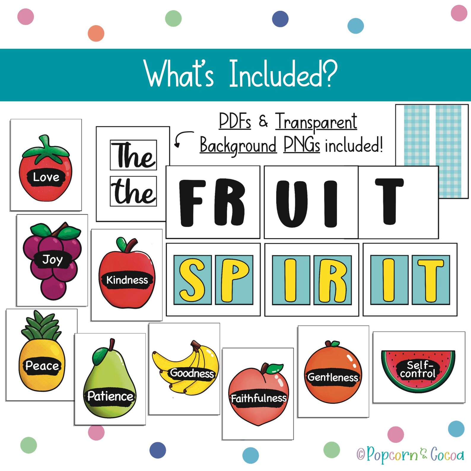 Christian Bulletin Board Kit, Fruit of the Spirit Room Decor, Cute ...