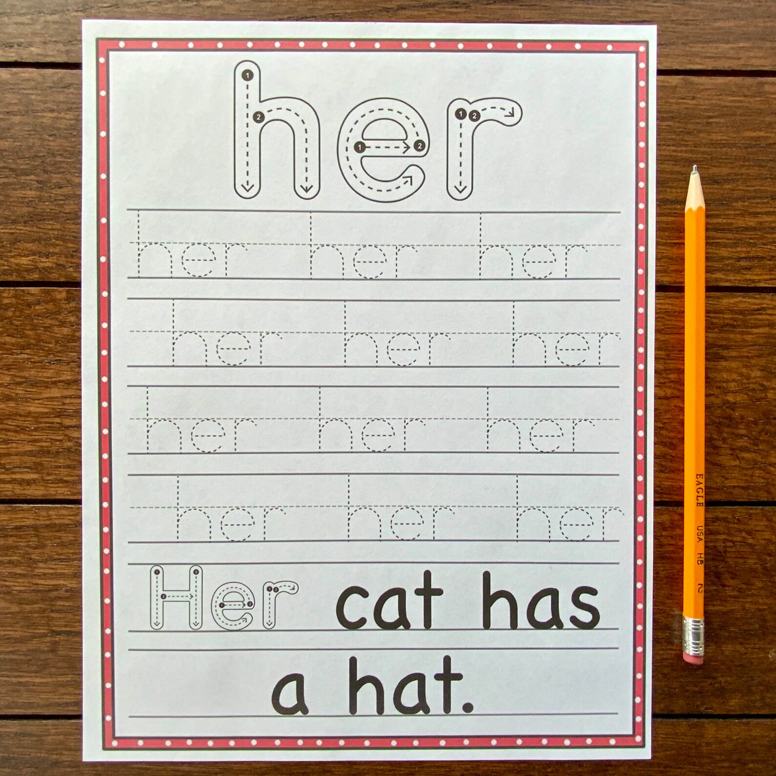 Sight Words, Word Tracing Worksheets, Reading & Writing Resource, High ...