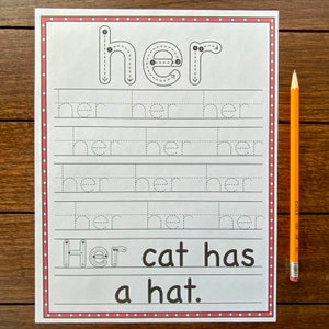 Sight Words, Word Tracing Worksheets, Reading & Writing Resource, High ...