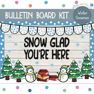 Winter Bulletin Board Kit With Snow, Snowmen, Books, and Trees ...
