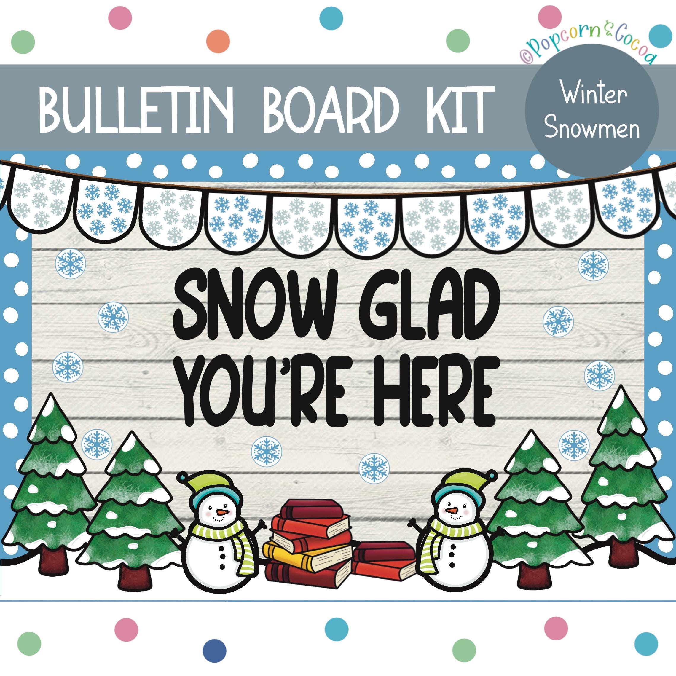 Winter Bulletin Board Kit With Snow, Snowmen, Books, and Trees ...