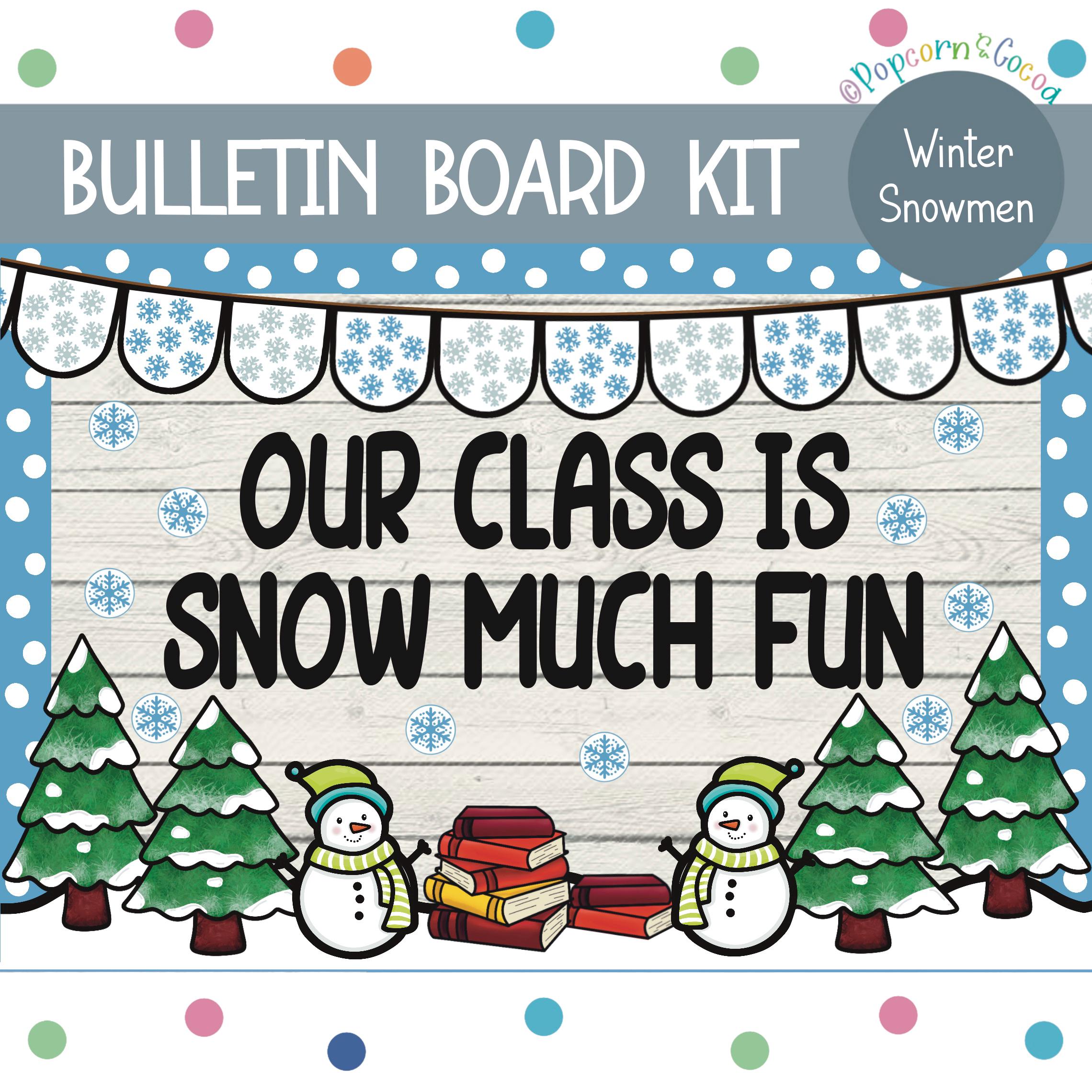 Winter Bulletin Board Kit With Snow, Snowmen, Books, and Trees ...