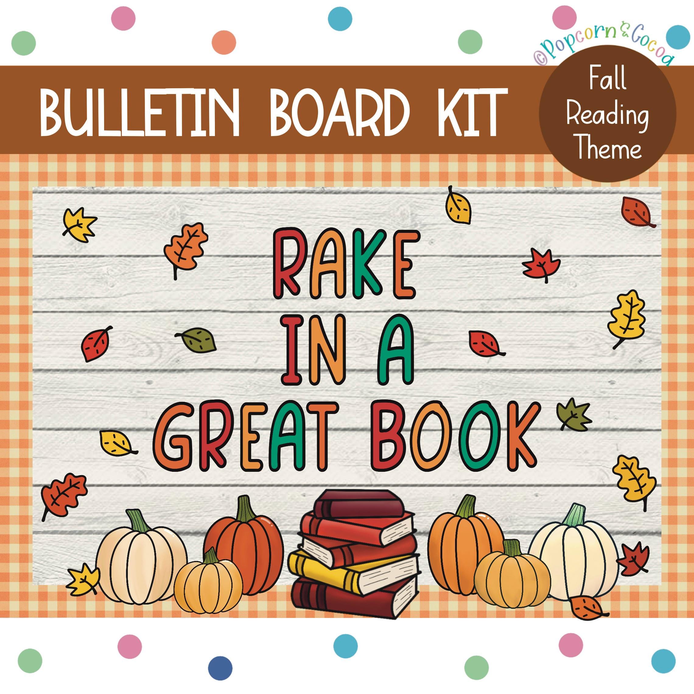 Fall Leaves Reading Bulletin Board Kit, November Library Decor, Autumn ...