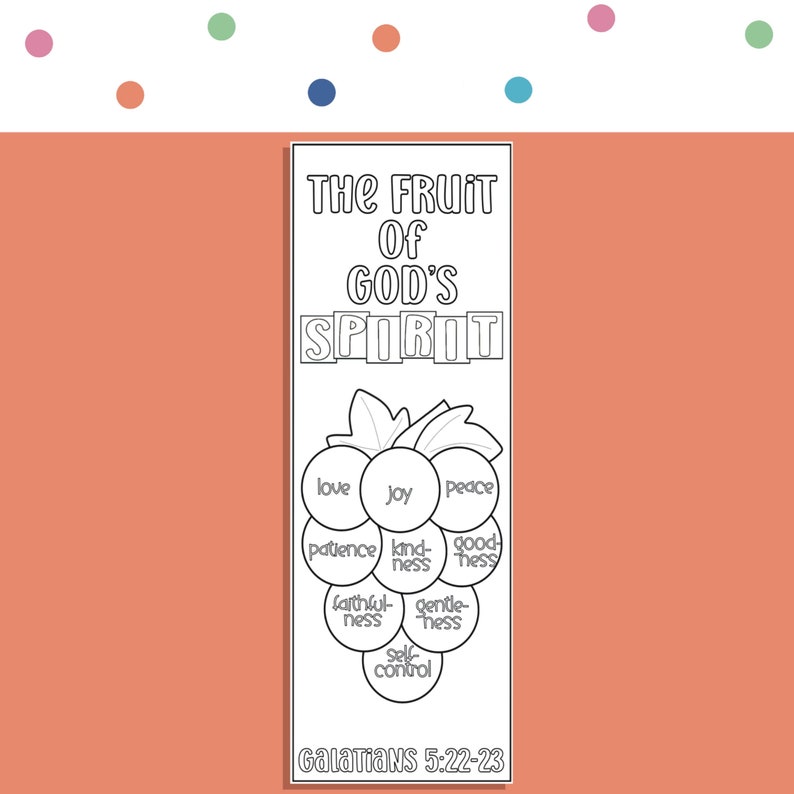 The Fruit of the Spirit Bookmark, Christian School Printable, Sunday ...