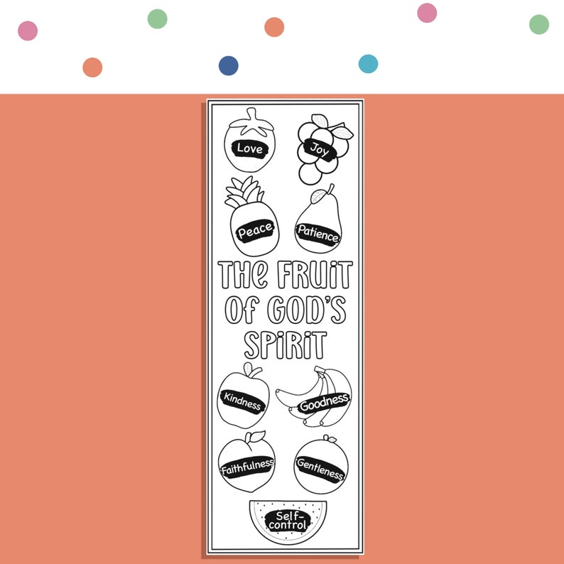 The Fruit of the Spirit Bookmark, Christian School Printable, Sunday ...