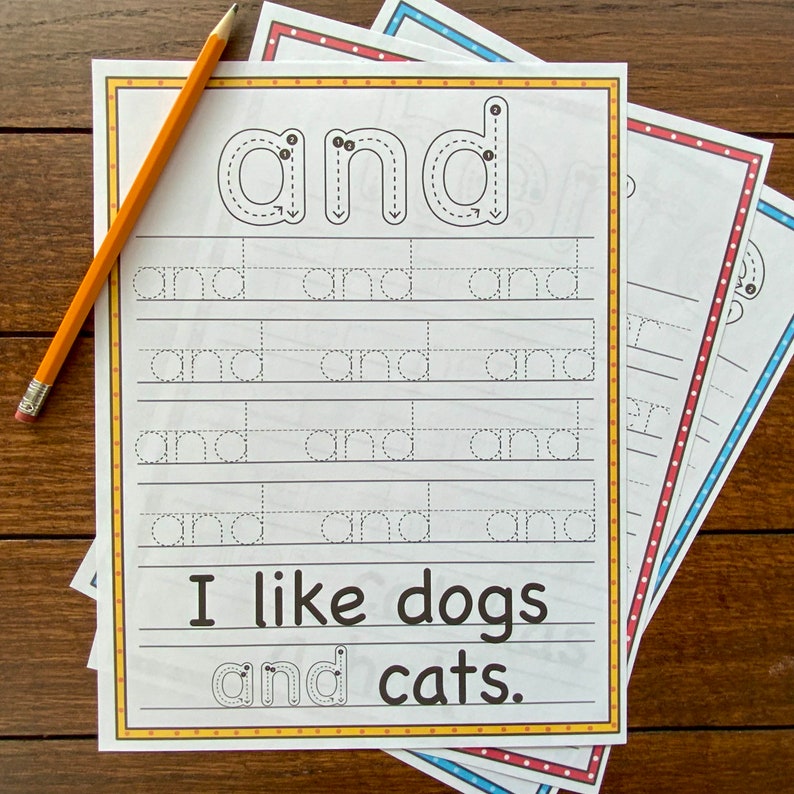 Sight Words, Word Tracing Worksheets, Reading & Writing Resource, High ...