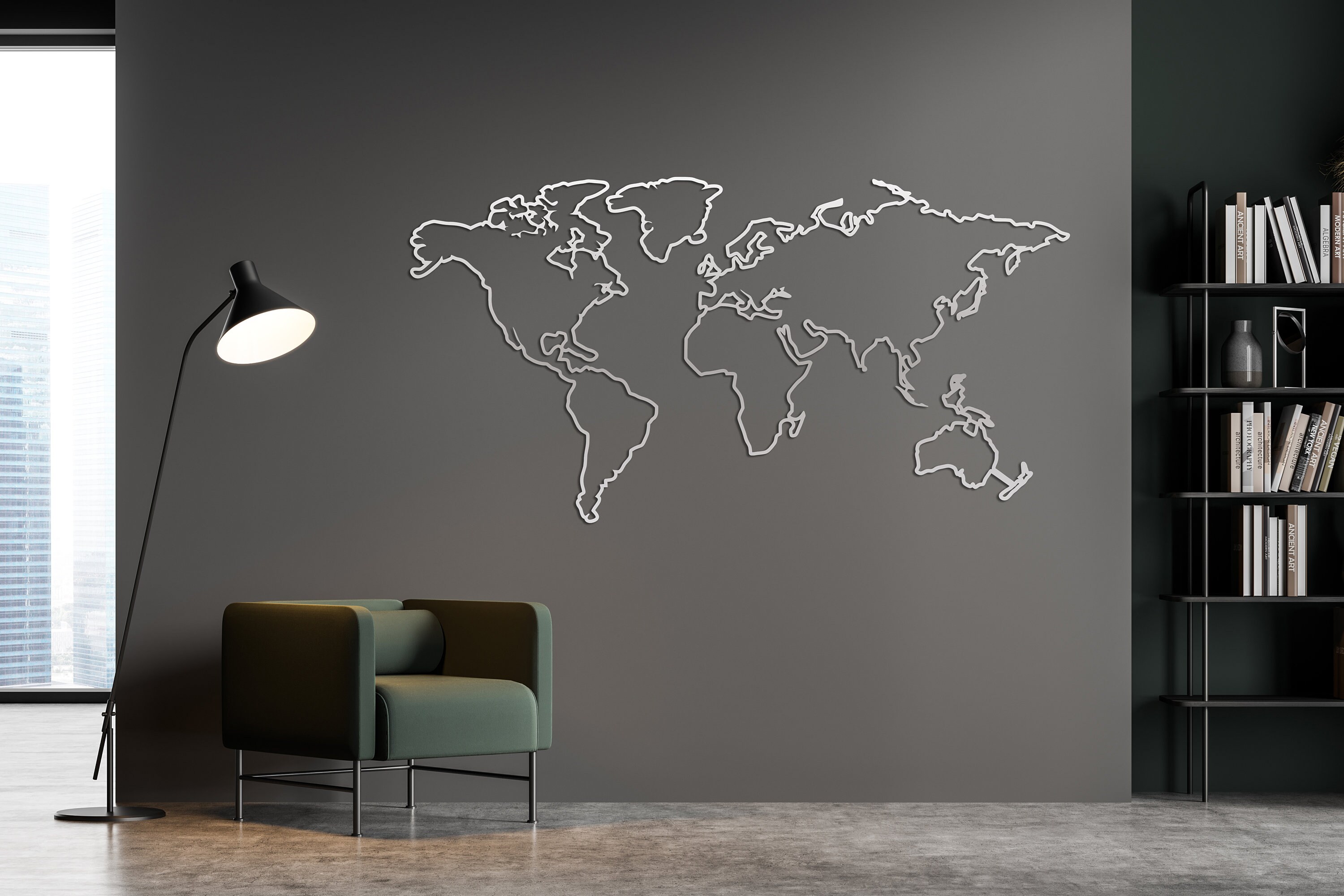 Metal World Map Wall Art, Big World Map Metal Sign, Metal Artwork, Big ...