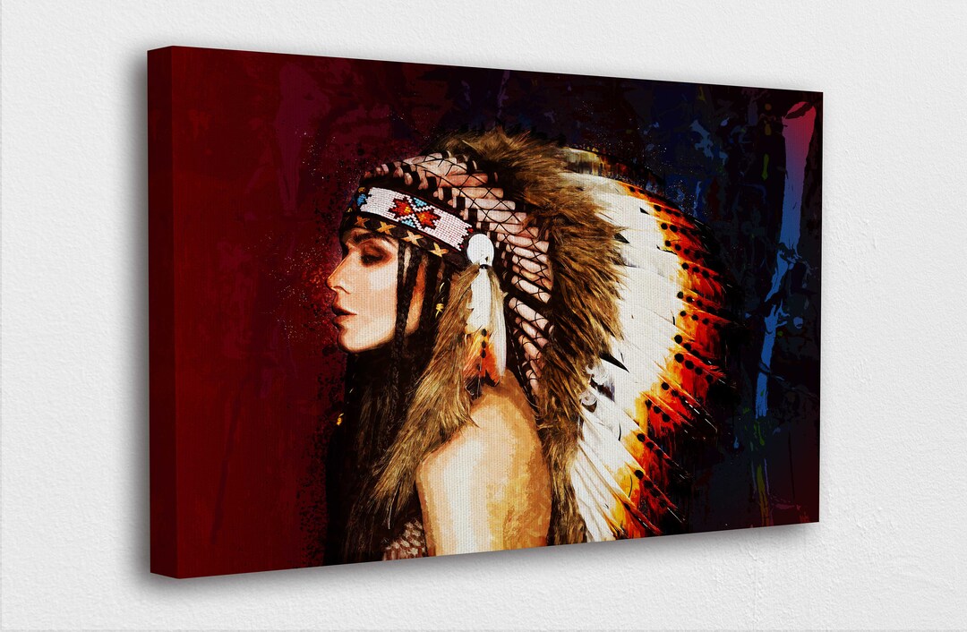 Native Americans Woman Canvas Wall Art, Native American Woman Canvas ...