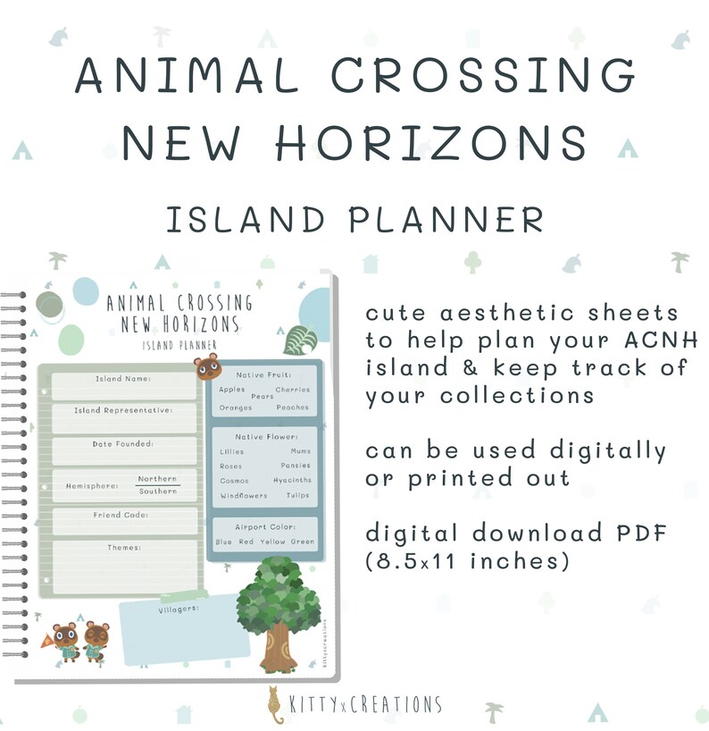 Cute Animal Crossing New Horizons Island Planner : Digital PDF - Etsy