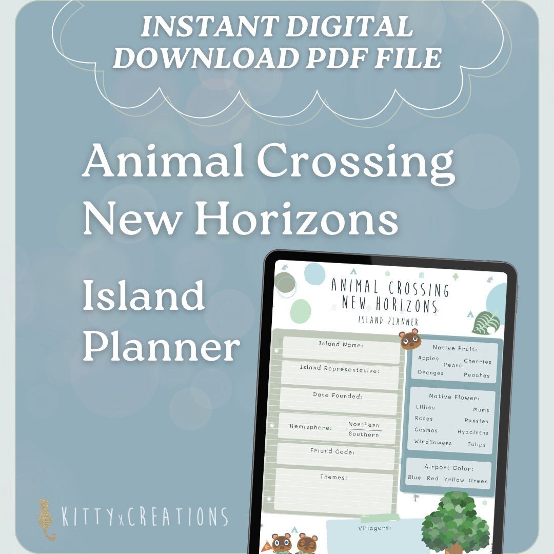 Cute Animal Crossing New Horizons Island Planner : Digital PDF Download ...