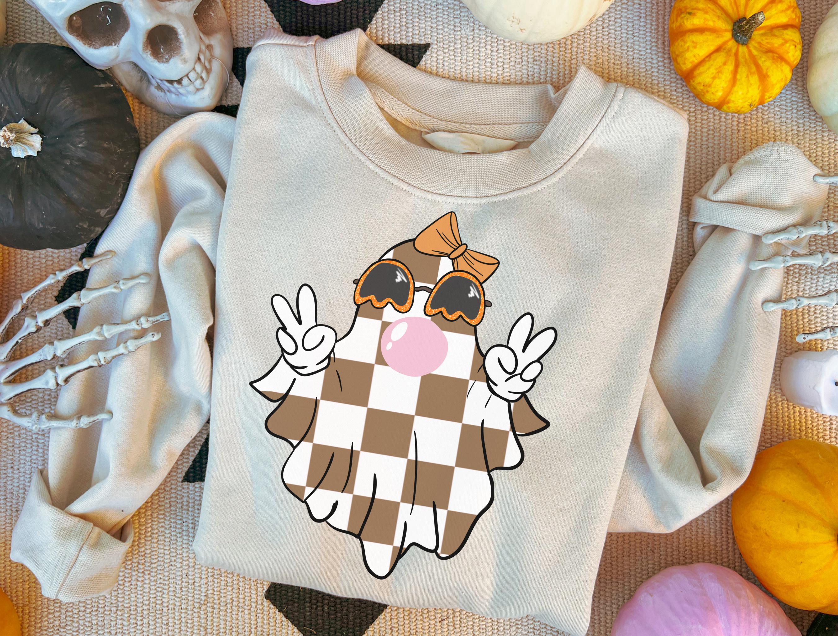 Cute Girl Ghost Blowing Bubble PNG, Fall Ghost, Sublimation Designs ...