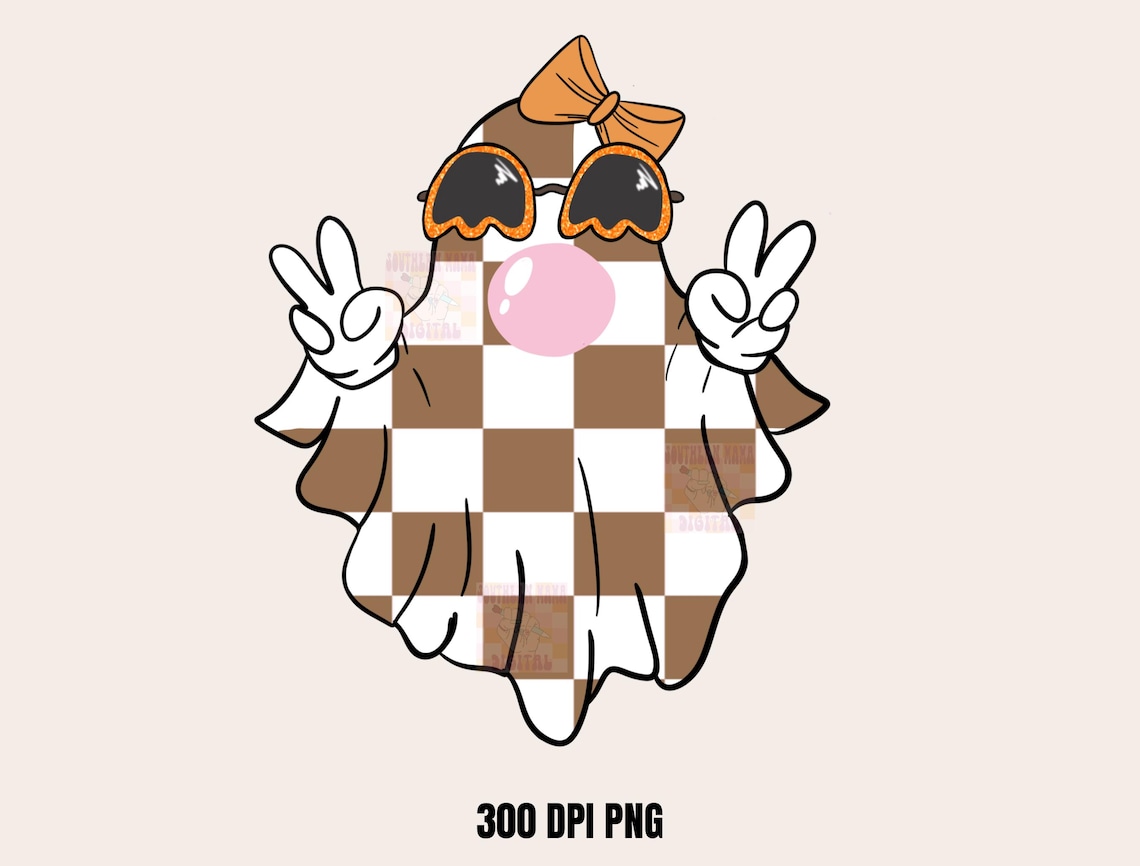 Cute Girl Ghost Blowing Bubble PNG, Fall Ghost, Sublimation Designs ...