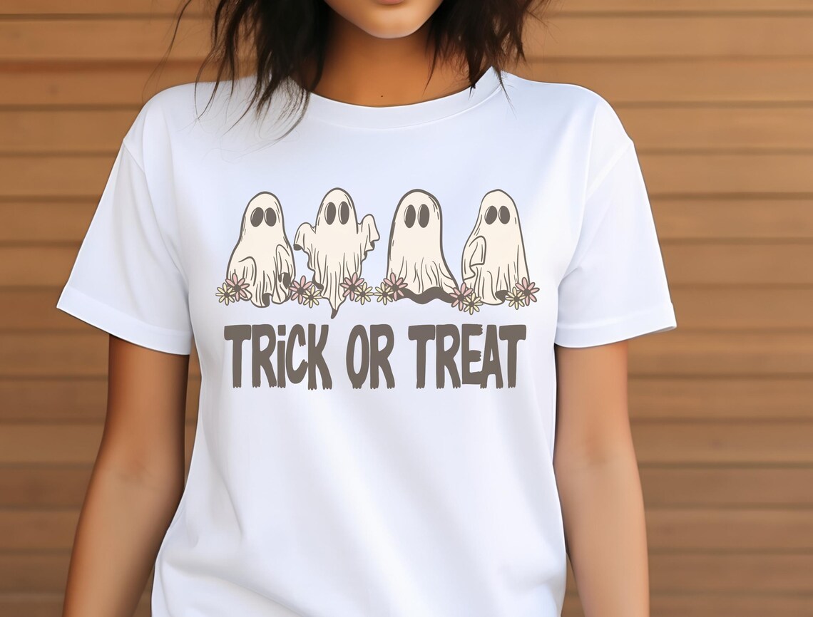 Trick or Treat PNG, Ghost Trick or Treat Png, Floral Ghost Png ...