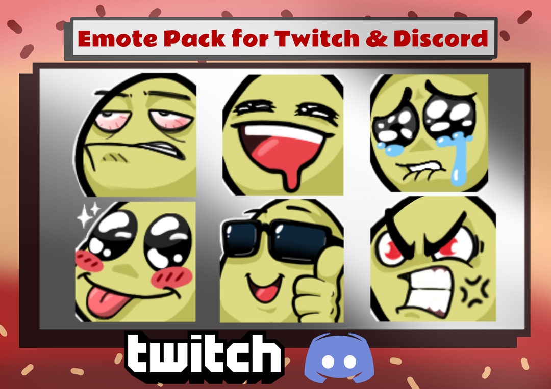 Twitch Emote Pack of 6 Expressional Faces in Sizes 28px 56px 112px - Etsy