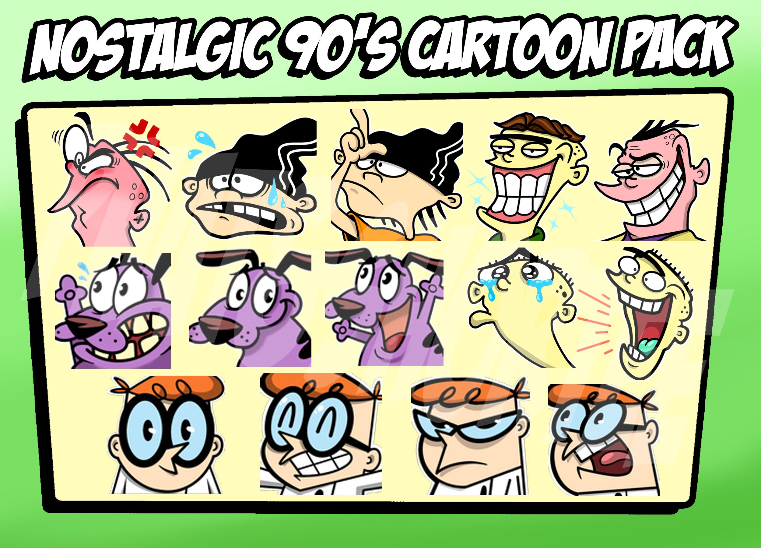 90s Cartoons Nostalgic Emote Pack for Twitch and Discord Chats. - Etsy