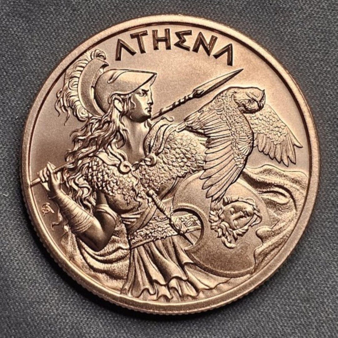 Greek Mythology Series; Athena; 1 AVDP Oz .999 Fine Copper Art Round - Etsy