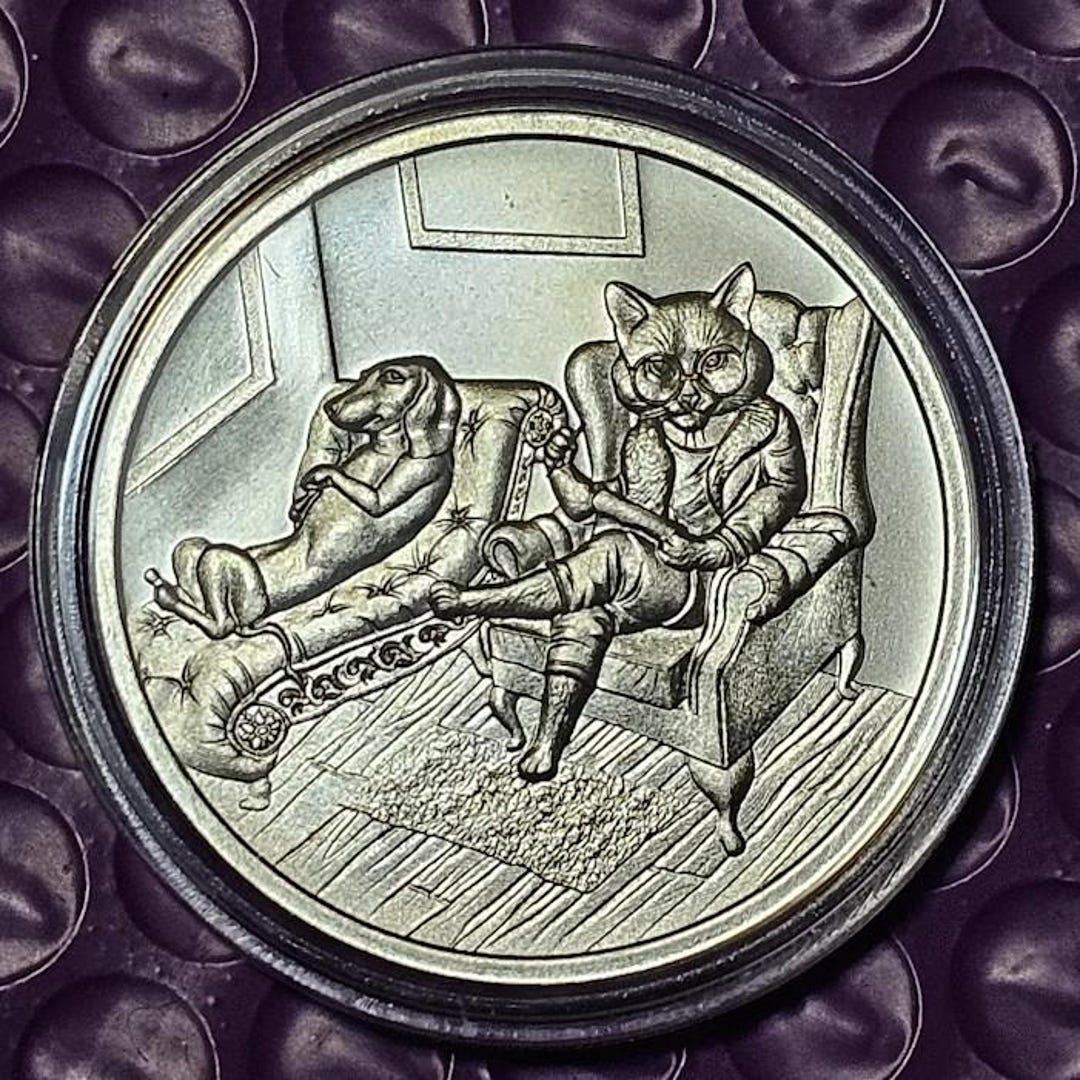 Therapist Cat; Cat Series; 1 Troy Oz .999 Pure Silver Art Round; 2023 ...