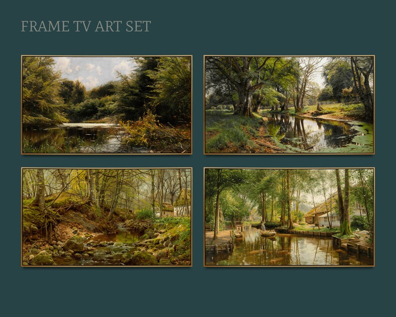 Samsung Frame TV Art Set Summer Forest Paintings Rustic Landscape ...