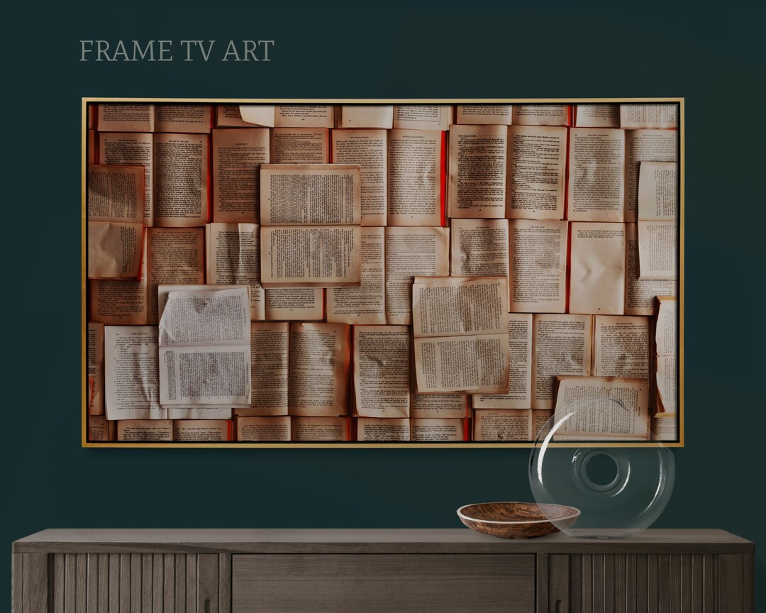 Samsung Frame TV Art Vintage Books Office TV Art Library Wall Decor ...