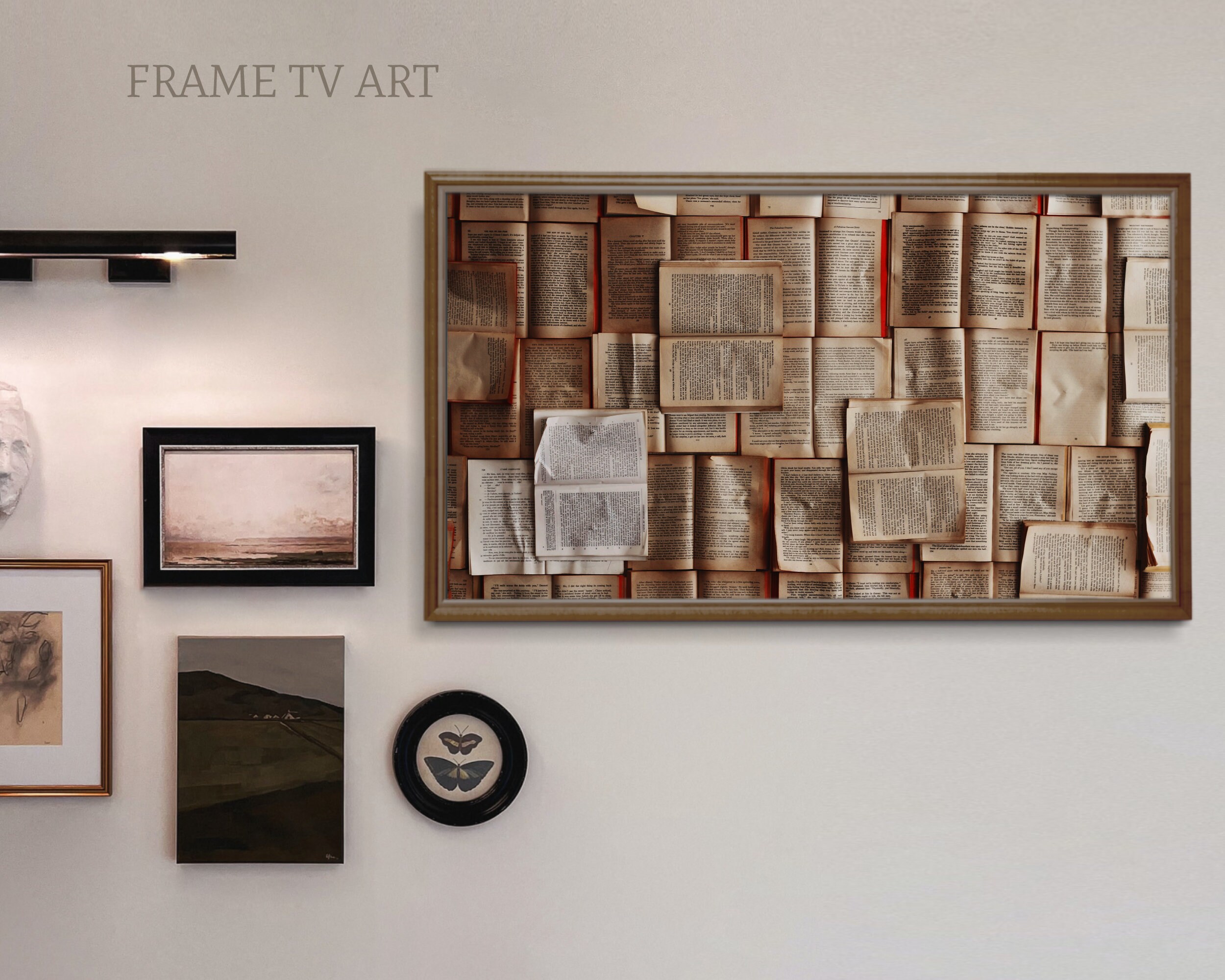 Samsung Frame TV Art Vintage Books Office TV Art Library Wall Decor ...