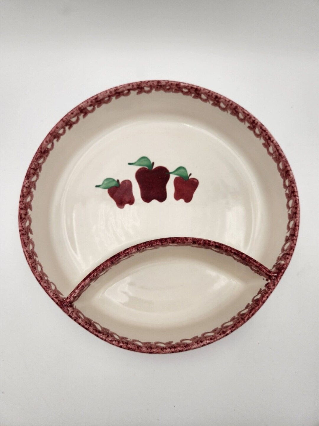 Vtg1998 Neher Pottery Round Chip & Dip Serving Bowl Red Apples Recipe ...