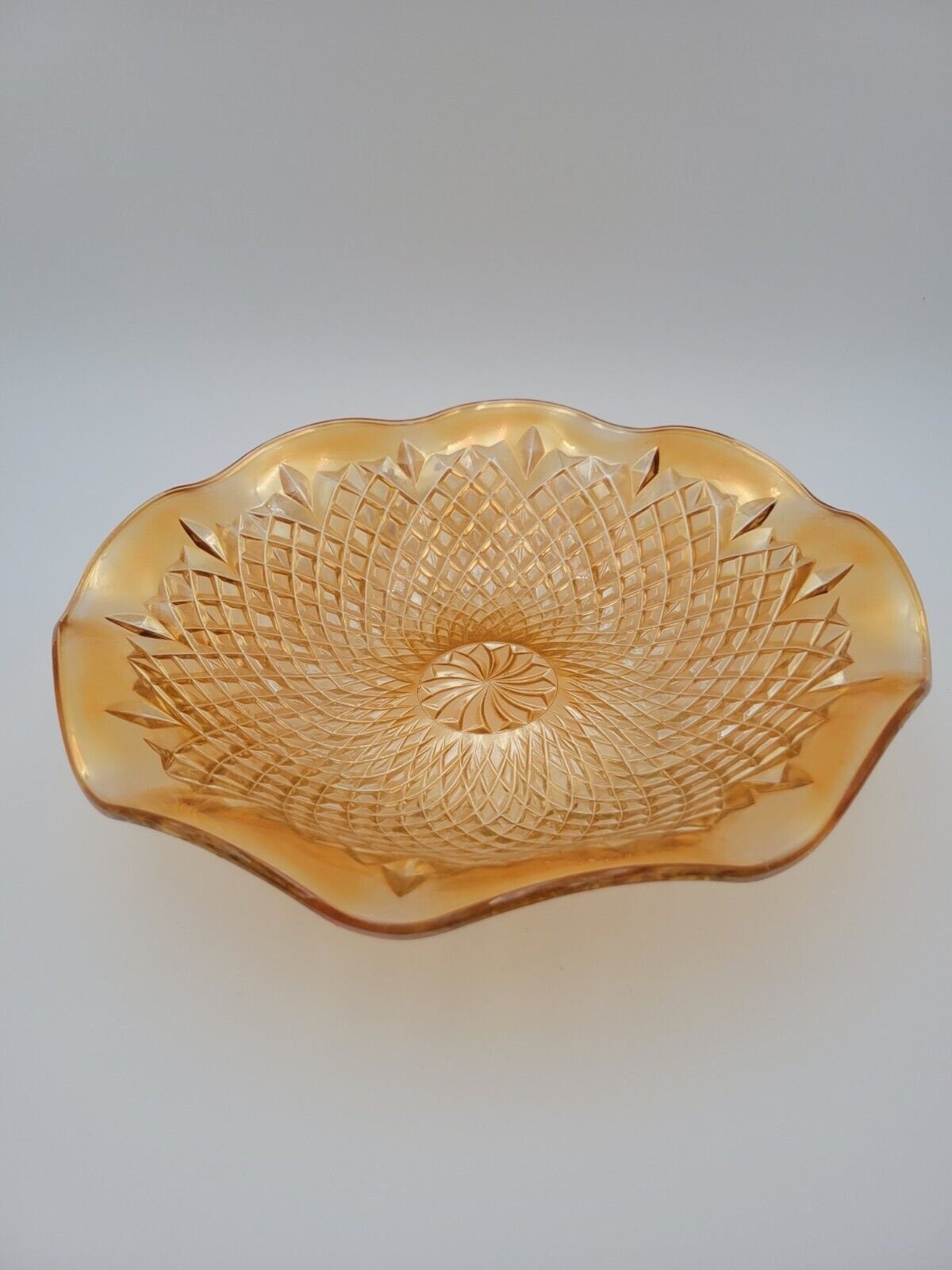 Vintage Marigold Carnival Glass Bowl Diamond Pinwheel Pattern - Etsy