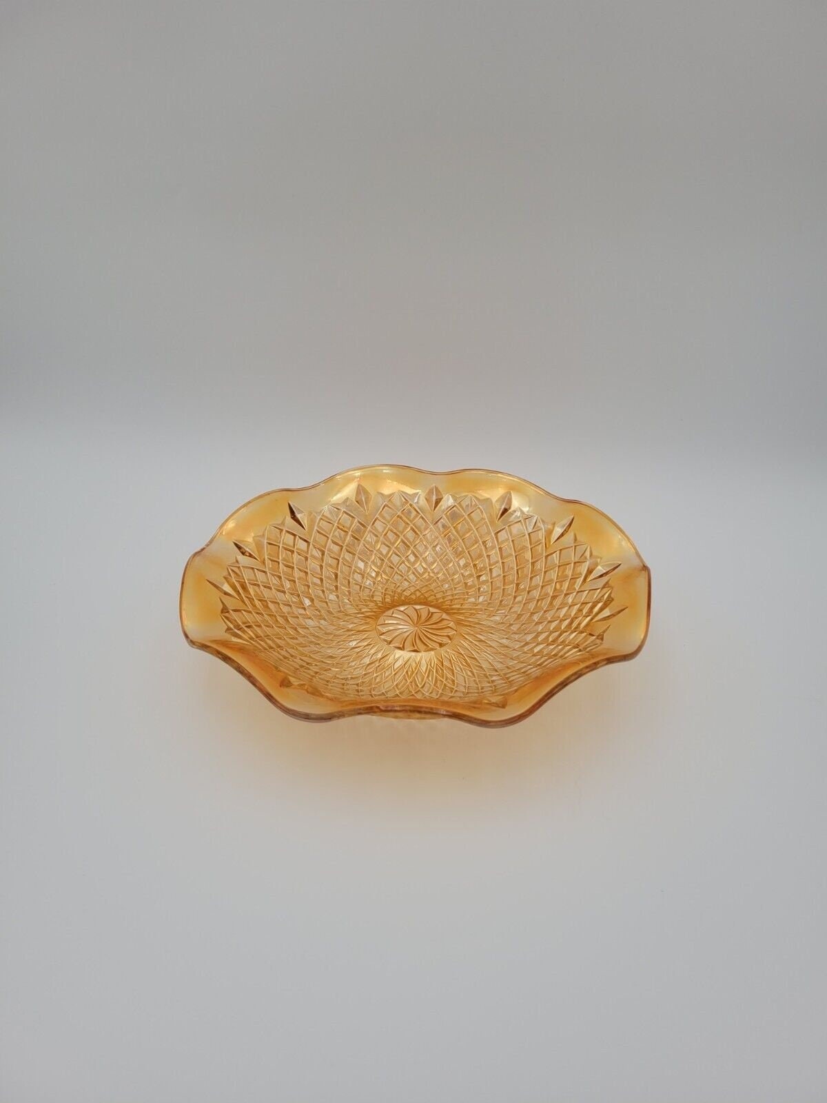 Vintage Marigold Carnival Glass Bowl Diamond Pinwheel Pattern - Etsy