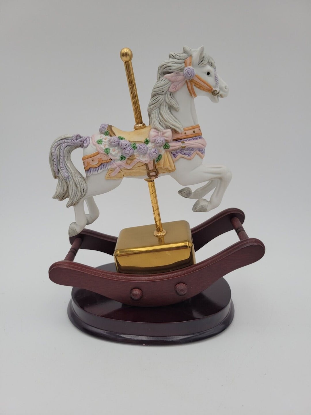Vintage Westland Giftec Carousel Rocking Horse Music Box Plays "memory ...