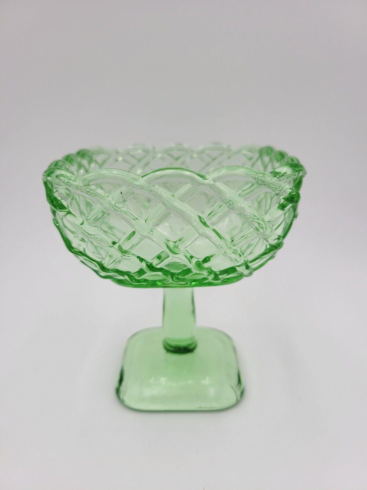 Vintage L.E. Smith Trellis Lime Green Footed Sherbet Dessert Dish - Etsy