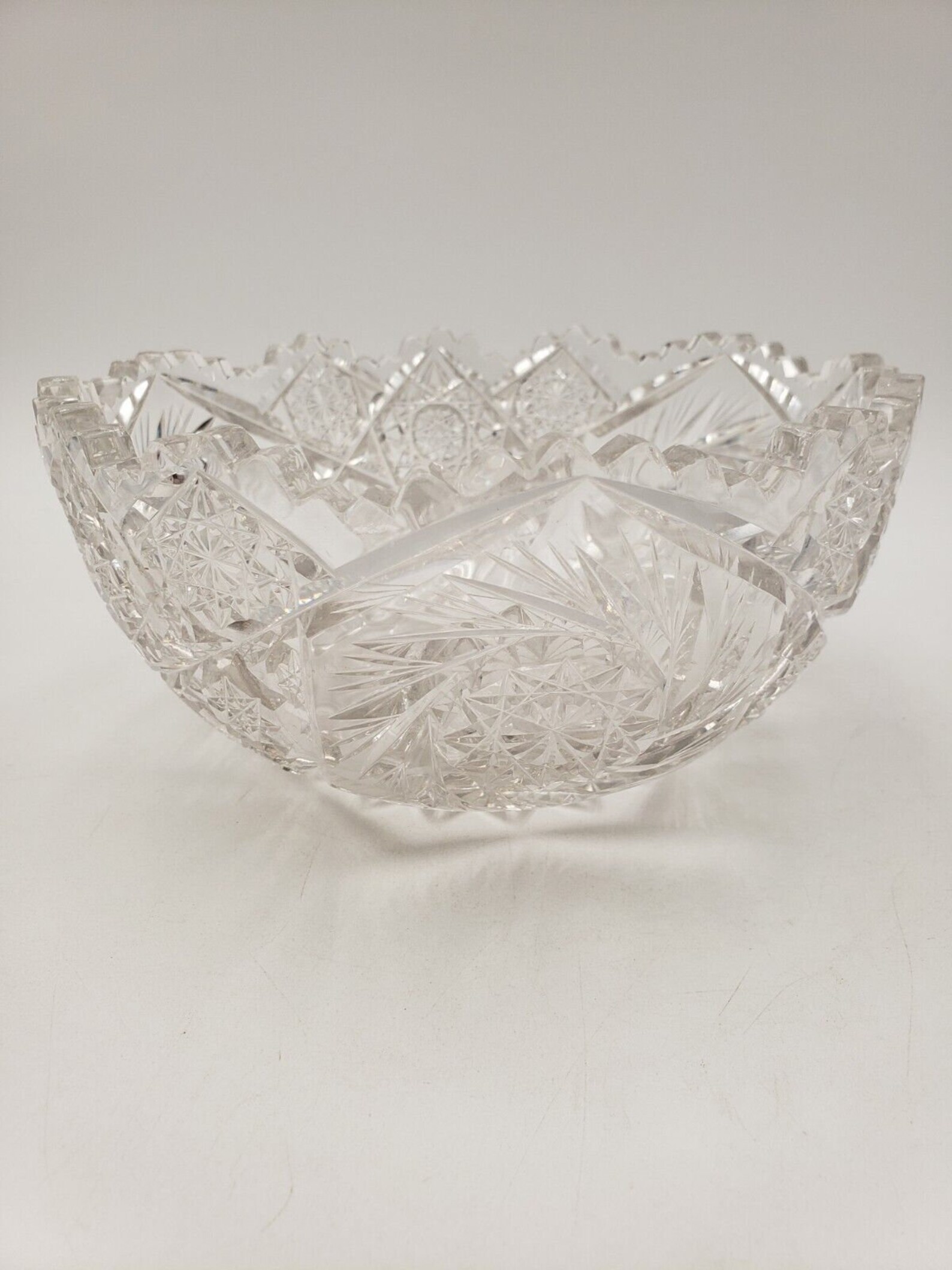 Antique American Brilliant Cut Glass Bowl Hobstar Pattern 7" Lead ...