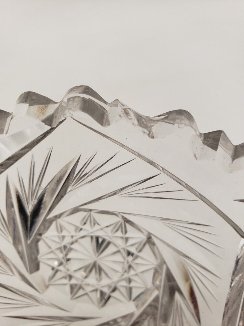 Antique American Brilliant Cut Glass Bowl Hobstar Pattern 7 Lead ...