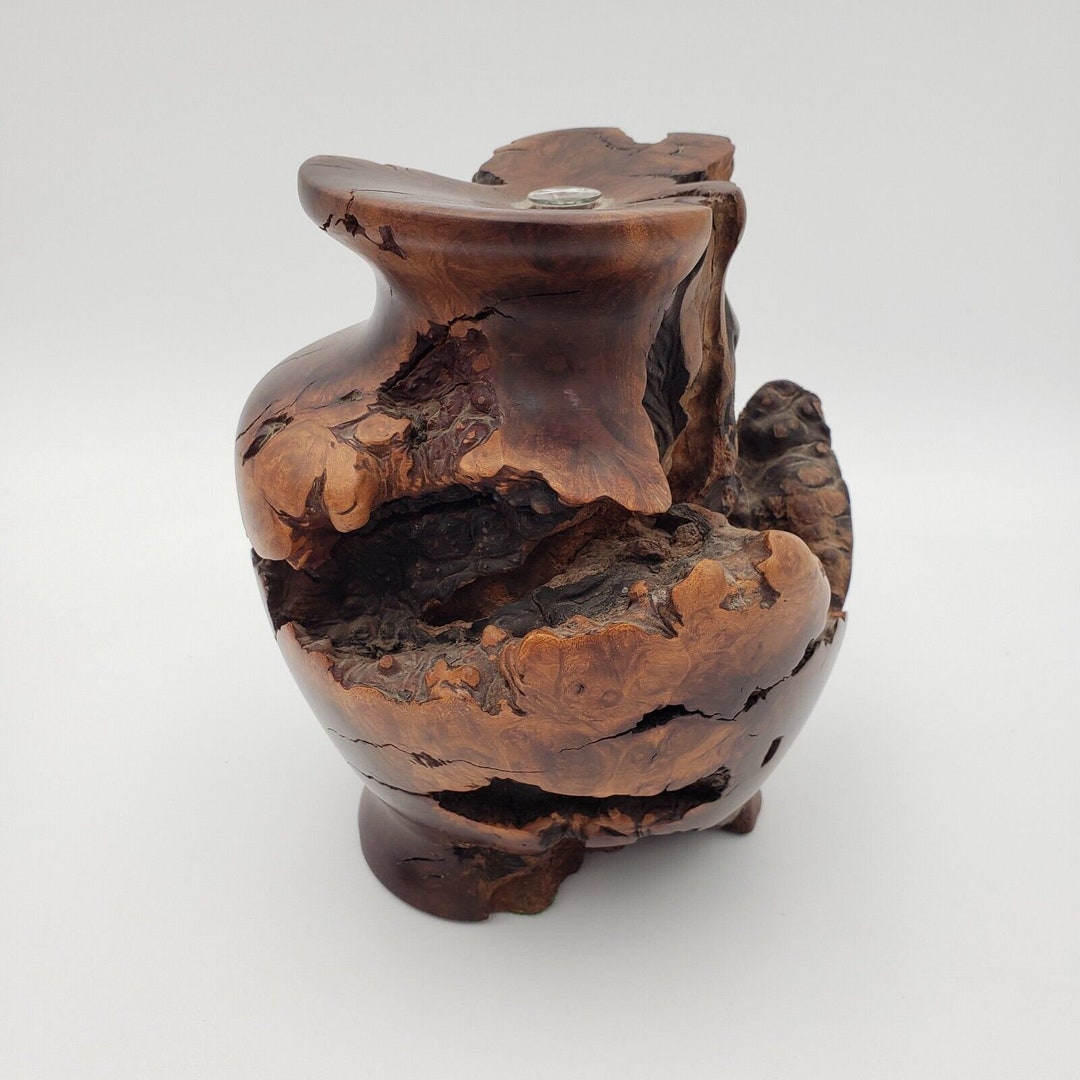 Vintage Turned Burl Wood Bud Vase Unique Sculptural Accent Piece 7 - Etsy
