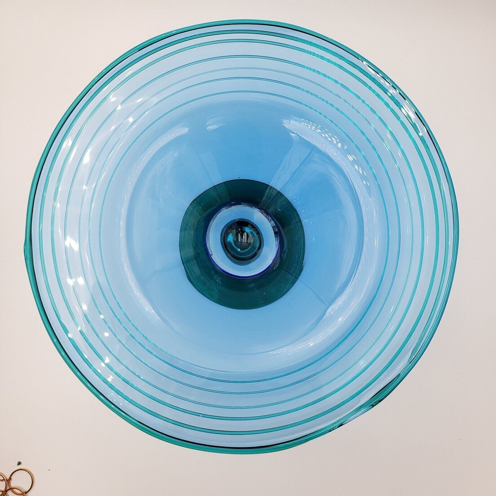 Vintage Blenko Handblown Glass Footed Centerpiece Bowl 9826 Blue ...